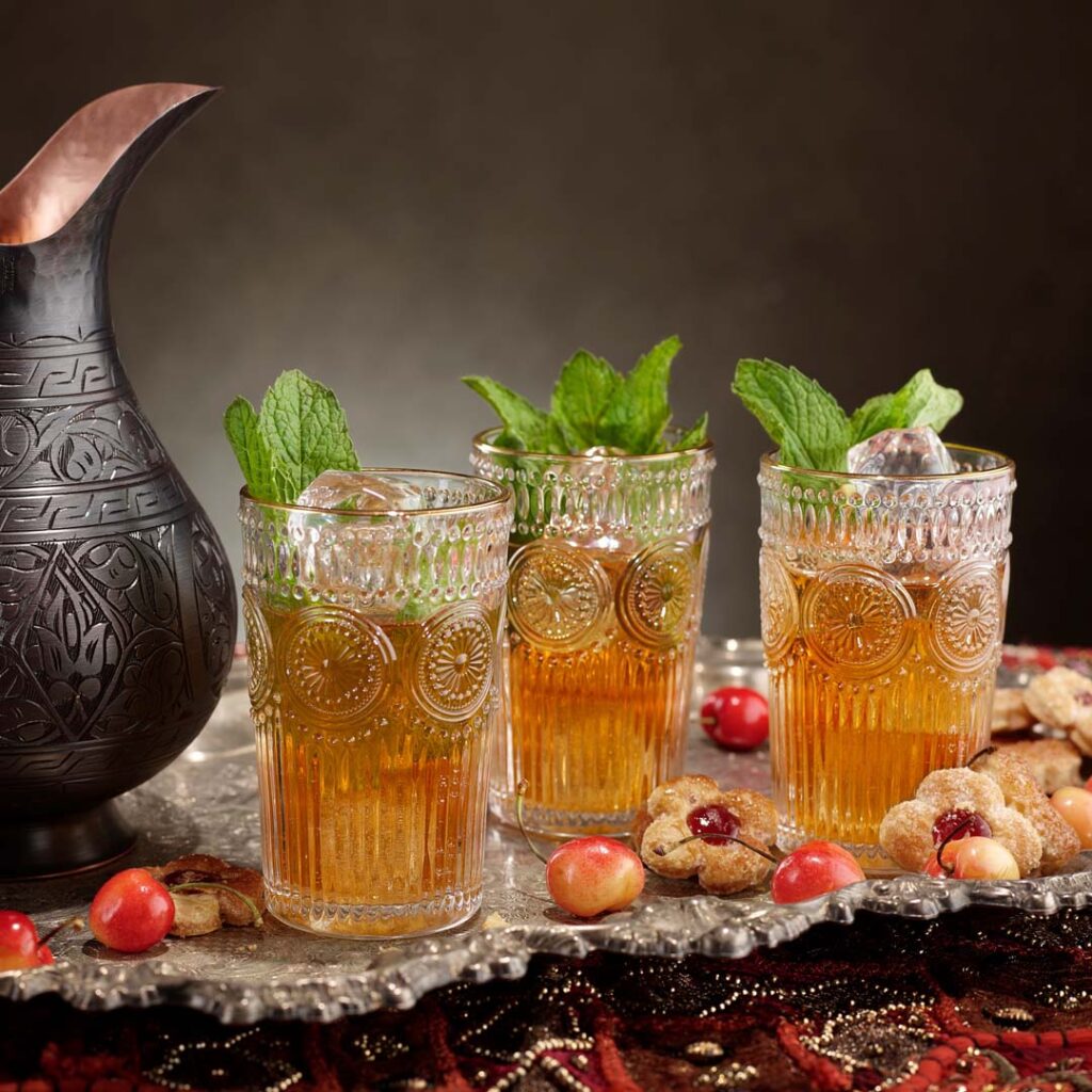 12.75 oz Gold & Floral Iced Tea Glass